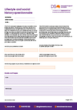 Lifestyle and social history questionnaire